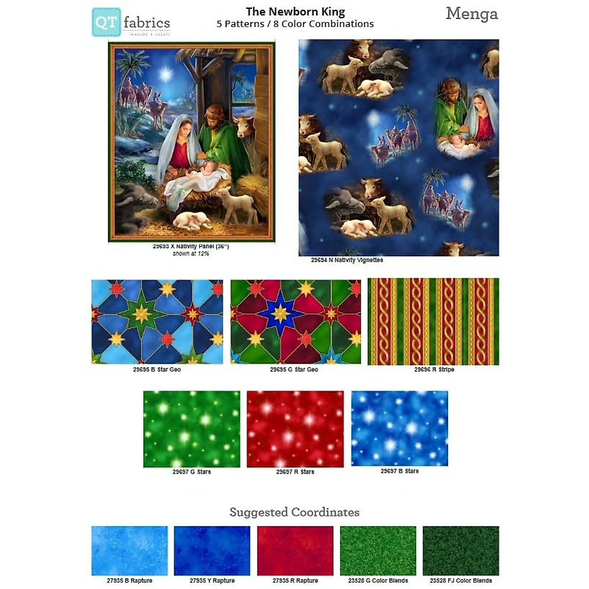 QT Fabrics The Newborn King 35.5" Nativity Panel Multi