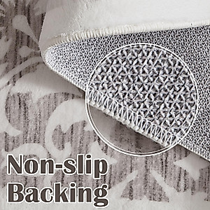 jinchan Area Rug 2x3 Entryway Moroccan Rug Washable Floral Rug Lattice Rug Indoor Door Mat Small Rug Non Slip Accent Rug Medallion Thin Rug Soft Rug Carpet for Kitchen Bathroom Bedroom Grey