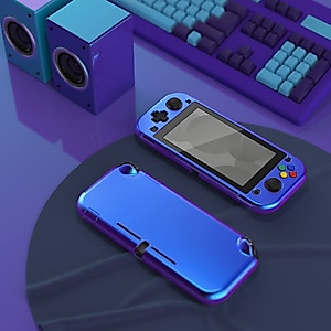 eXtremeRate PlayVital Glossy Chameleon Purple Blue Protective Case for Nintendo Switch Lite, Hard Cover Protector for Nintendo Switch Lite - 1 x Black Border Tempered Glass Screen Protector Included