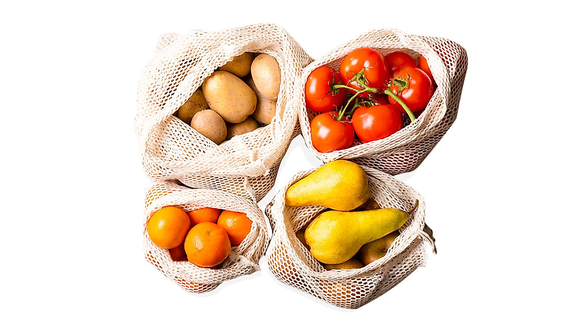 Reusable Cotton Mesh Produce Bags | Keep Veggies Fresh
