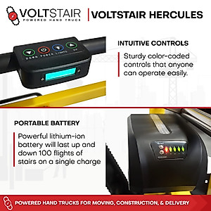 Voltstair Hercules Motorized Battery Stair Climbing Hand Truck Portable Dolly for Moving, Transporting, Lifting - Straps, Electronic Brake, Speed Control | Home, Office, Industrial Use, 500lb Lift Cap