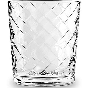 Circleware Chevron Huge Glassware Highball Tumbler Drinking Glasses and Whiskey Cups for Water, Beer, Juice, Ice Tea Beverages, 12 Piece Set, Clear