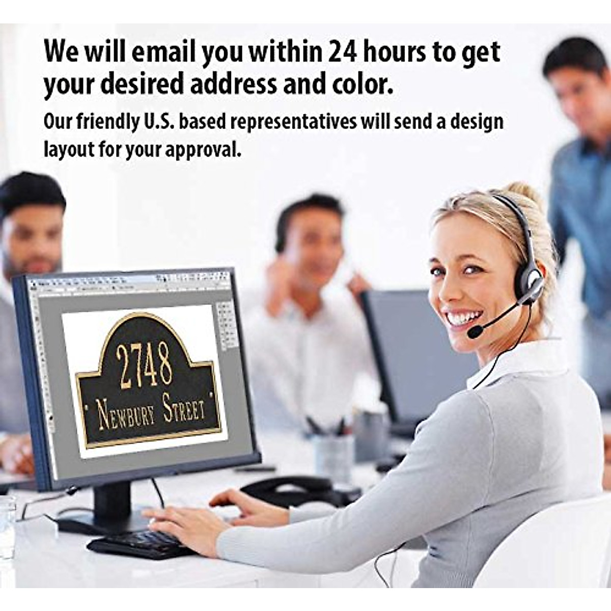 Whitehall™ Personalized Cast Metal Address Plaque with Arch Top. Made in the USA. BEWARE OF IMPORT IMITATIONS. Display Your Address and Street Name. Custom House Number Sign. Wall Mounted Sign.