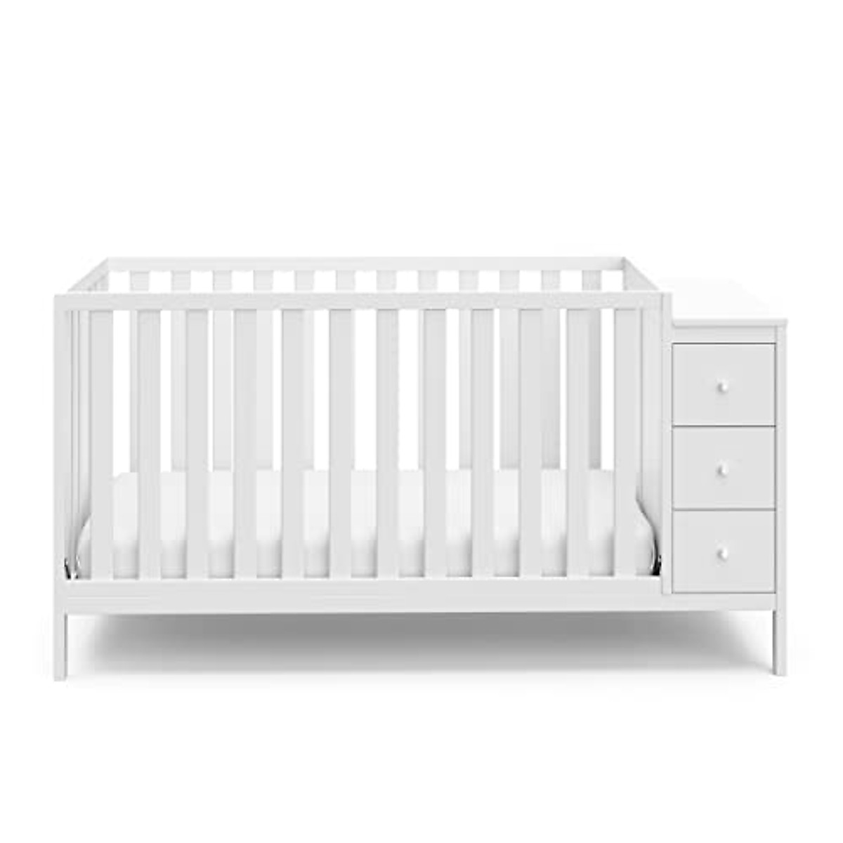 STORKCRAFT Malibu Customizable Convertible Crib (White) – GREENGUARD Gold Certified, Crib with Storage Drawers, Converts to Toddler Bed, Fits Standard Full-Size Crib Mattress