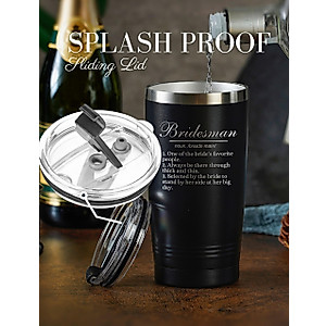 Onebttl Bridesman Insulated Stainless Steel Tumblers With Lids and Straws, Proposal Gifts for Man of Honor, Brother, Friends, Bridal Party, 20 oz, Black
