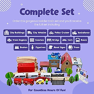 Battery Operated Train Set – Wooden Toys for Kids and Toddlers – Train Sets for Boys 2-4 – Premium Quality Wood Fits Thomas Brio – Fun & Entertaining – Train Tracks for Kids