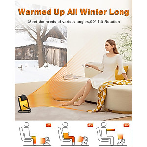 Outdoor Patio Heater - 1500W PTC Electric Garage Heater with Thermostat, 2S Fast Heating Ceramic Heater, 3 Modes Portable Small Fan Heaters for Patio, Garage, Greenhouse and Indoor Use