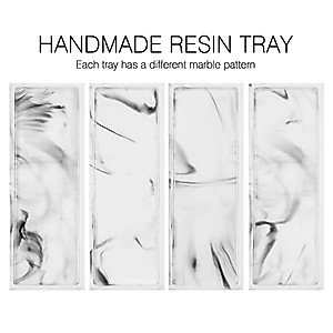 Luxspire Bathroom Vanity Tray, Toilet Tank Tray, Kitchen Sink Trays, 11" x 4" Resin Rectangle Bathroom Tray for Counter, Marble Tray for Soap Dispenser Perfume Jewelry, Small, White Marble