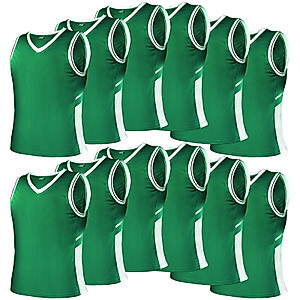 Sintege 12 Pcs Blank Basketball Jersey Youth Basketball Practice Jerseys Athletic Sports Shirts Plain Boys Team Uniform (Green)