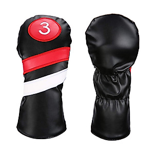 KYTAI Golf Club Head Covers- PU Driver Headcovers and 3 5 Wood Head Covers for Fairway (Black)