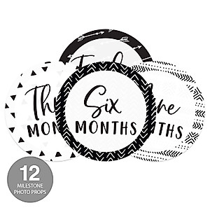 Baby Milestone Signs/Black and White Monthly Milestones/Geometric Infant Photo Prop