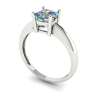 Clara Pucci 1.0 ct Cushion Cut Solitaire Blue Moissanite Ideal Engagement Bridal Promise Anniversary Designer Ring 18K White Gold SZ 3.75