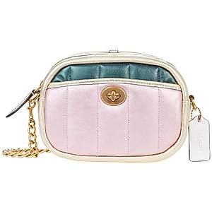 Coach Metallic Quilted Leather Color-Block Camera Bag Metallic Pink Multi One Size