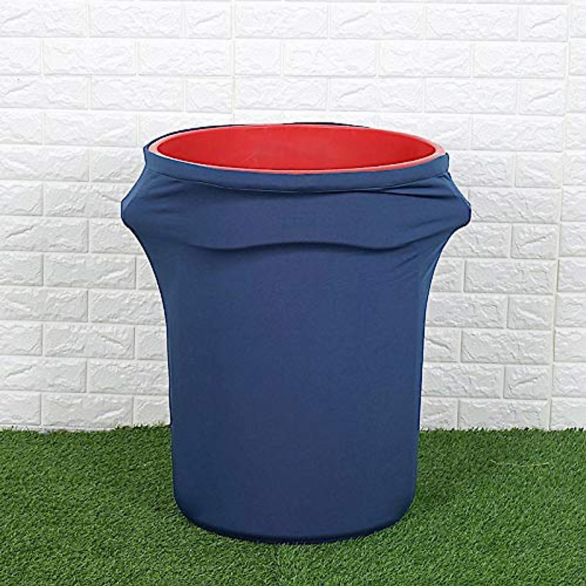 Balsa Circle 41-50 gallons Navy Blue Stretchable Spandex Round Waste Trash Bin Container Cover Wedding Party Fundraiser Decorations