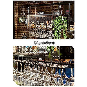Wheel-hy Wine Rack Ceiling Wine Racks,Bar,Restaurant,Hanging,Wine Glass Rack,Ceiling Rack Storage s Hanging Wine Bottle and Glass Holder 2-Tier Wine Stemware Holder/Black/L80W30Cm