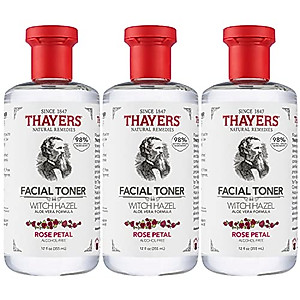 THAYERS Alcohol-Free, Hydrating Rose Petal Witch Hazel Toner with Aloe Vera, 12 Oz (Pack of 3)