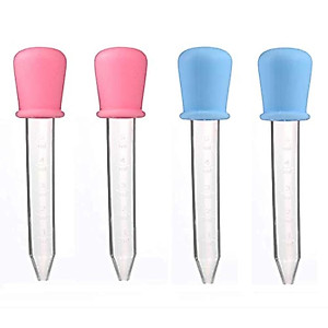 HLLMX 4 PCS Liquid Droppers Silicone and Plastic Pipettes for Kids Candy Mold, Gummy Bear, Gelatin Maker, Oil Science[ The capacity of 5 ml]