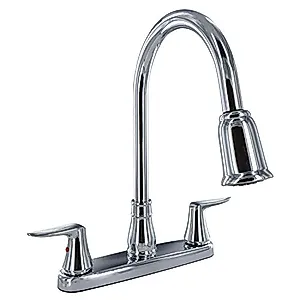 VALTERRA PF221306 Faucet 8" Deck Chrome Hi-Arc Spout Pull-Down 2-Handle, Silver