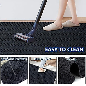 LITA Customized Size Hallway Runner Rug with Rubber Backing, Backed Non-Slip Waterproof, Washable Outdoor Indoor Carpet for Floor, Entryway, Kitchen, Laundry, Balcony, Garage, Gray Triangle, 2' x 12'