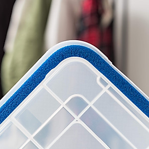 IRIS USA WeatherPro 16 Qt Storage Bins with Lids, 3 Pack, BPA-Free Plastic Gasket Box with Tight Latch and Seal, Stackable Nestable Tote Tub - Clear/Blue
