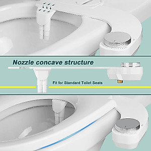 Bidet Attachment for Toilet - WITHLENT Left Hand Bidet Ultra-Slimt Non-Electric Dual Nozzle (Frontal & Rear Wash) Adjustable Water Pressure, Water Bidet Toilet Seat Attachment,Easy to Install (Silver)