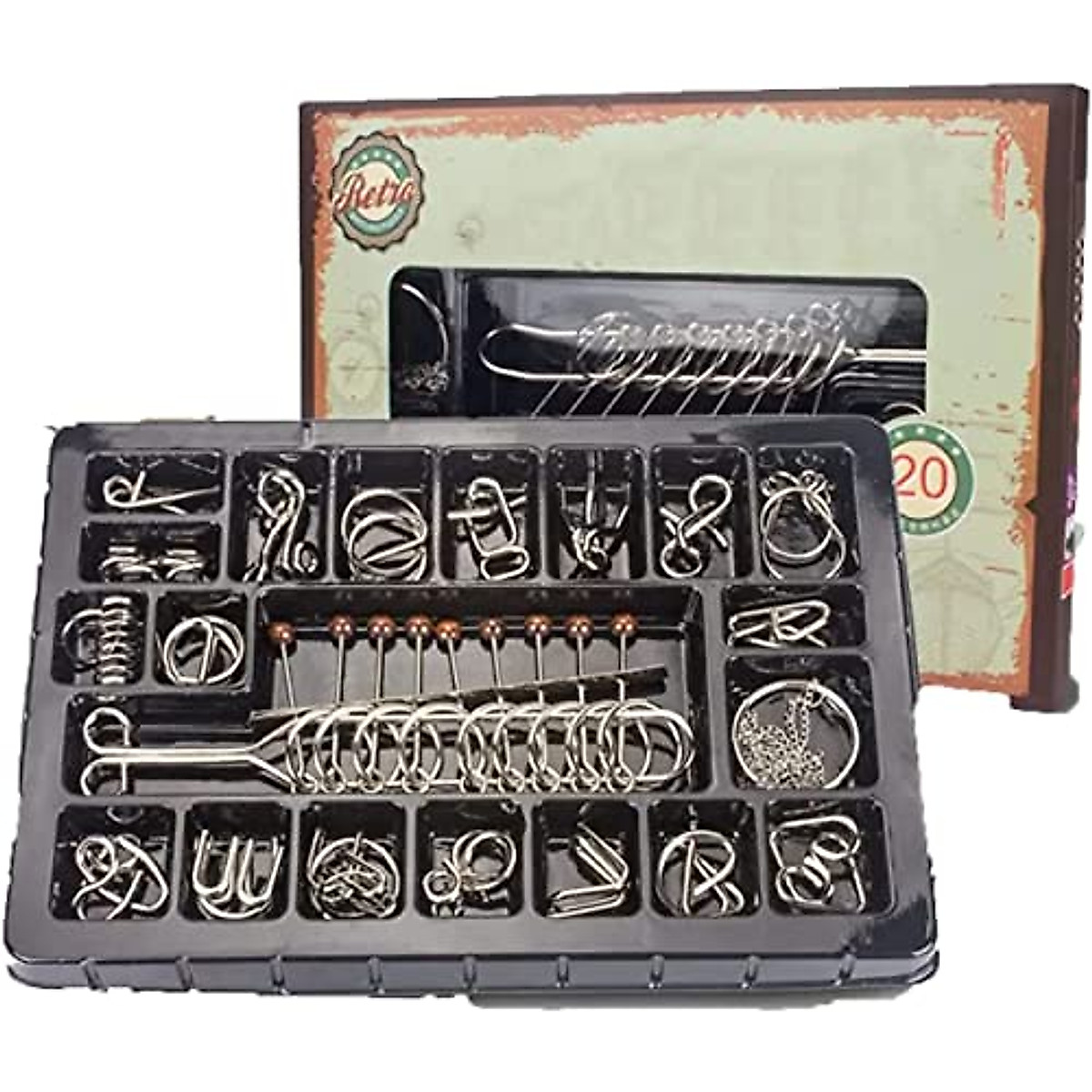 Luban Lock Educational Intellectual Toys, Traditional Brain Teaser, Classical Puzzle Magic Toy, Mind, IQ, and Logic Test and Handheld Disentanglement Games for Kids Teens and Adults. (B)