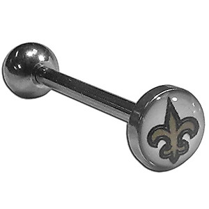 NFL Siskiyou Sports Fan Shop New Orleans Saints Inlaid Barbell Tongue Ring 14 Gauge Team Color