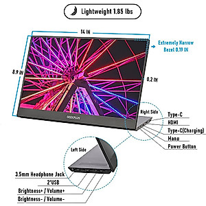 Geekplus Touch Monitor Portable Touchscreen Slim Mini Monitor with Battery Kickstand Speakers Laptop Monitor, External Monitor 15.6 Inch Computer Display 1080P Screen HDMI USB C Gaming Travel Monitor