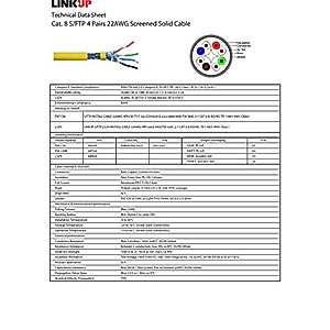 LINKUP - Cat8 Ethernet Cable S/FTP 22AWG Screened Solid Cable | 2000MHz (2GHz) up to 40Gbps | Future 5th-Gen Ethernet LAN Network 40G Structure Wires |Yellow| 100 Meter Bulk (Termination Required)
