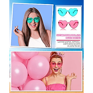 Colzzy 24 Pair Heart Shaped Rimless Sunglasses Transparent Candy Color Frameless Glasses Tinted Eyewear(Retro Colors)