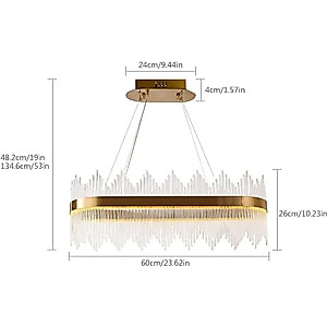 Chandelier,Crystal chandelier, Ceiling Chandelier Lamp, Modern Crystal Chandelier Oval Gold Crystal Pendant Light LED Chandelier Hanging Lighting Fixture Adjustable Height for Dining Room Kitchen Livi