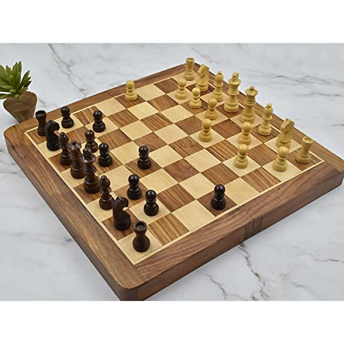 STORE INDYA Handmade Premium Wooden Magnetic Folding Chess Board Set with Storage Box -12 Inch| Travel Chess Board Game |Tournament Chess Set| Strategy Educational Board Games for Kids Adults Teens