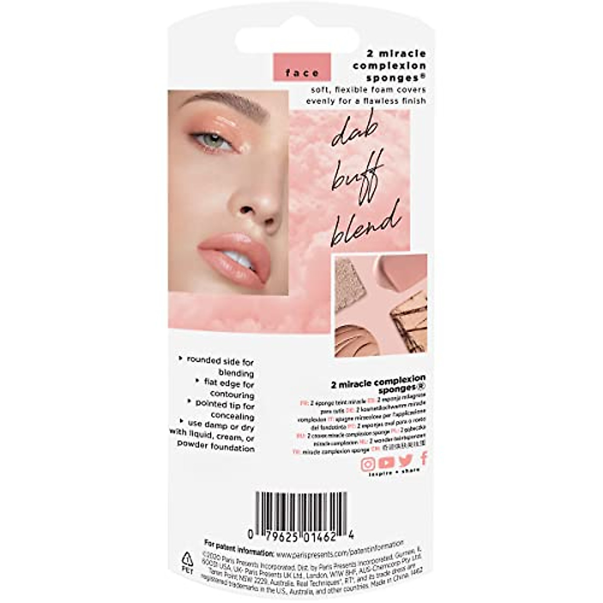 Real Techniques Miracle Complexion Sponge Duo, Makeup Blending Sponge, For Foundation, Offers Light To Medium Coverage, Natural, Dewy Makeup, Orange Sponge, Latex-Free Foam, 2 Count
