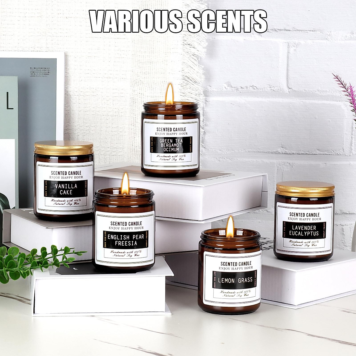 Premium Eucalyptus & Lavender Scented Candles - Soy Wax Candles | Aromatherapy Candles for Stress Relief, Meditation, Yoga, Relaxing, SPA | Natural Jar Candles for Home Men Women Office