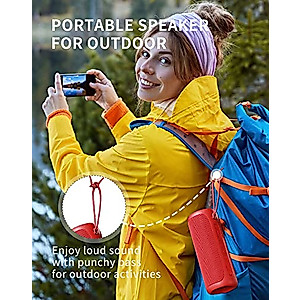 SOWO Portable Bluetooth Speaker, Waterproof Speaker IPX7, 25W Loud Wirelss Speaker with Big Audio and Punchy Bass, Outdoor Bluetooth Speaker for Party, Beach, Travel, Girls Gifts - Red