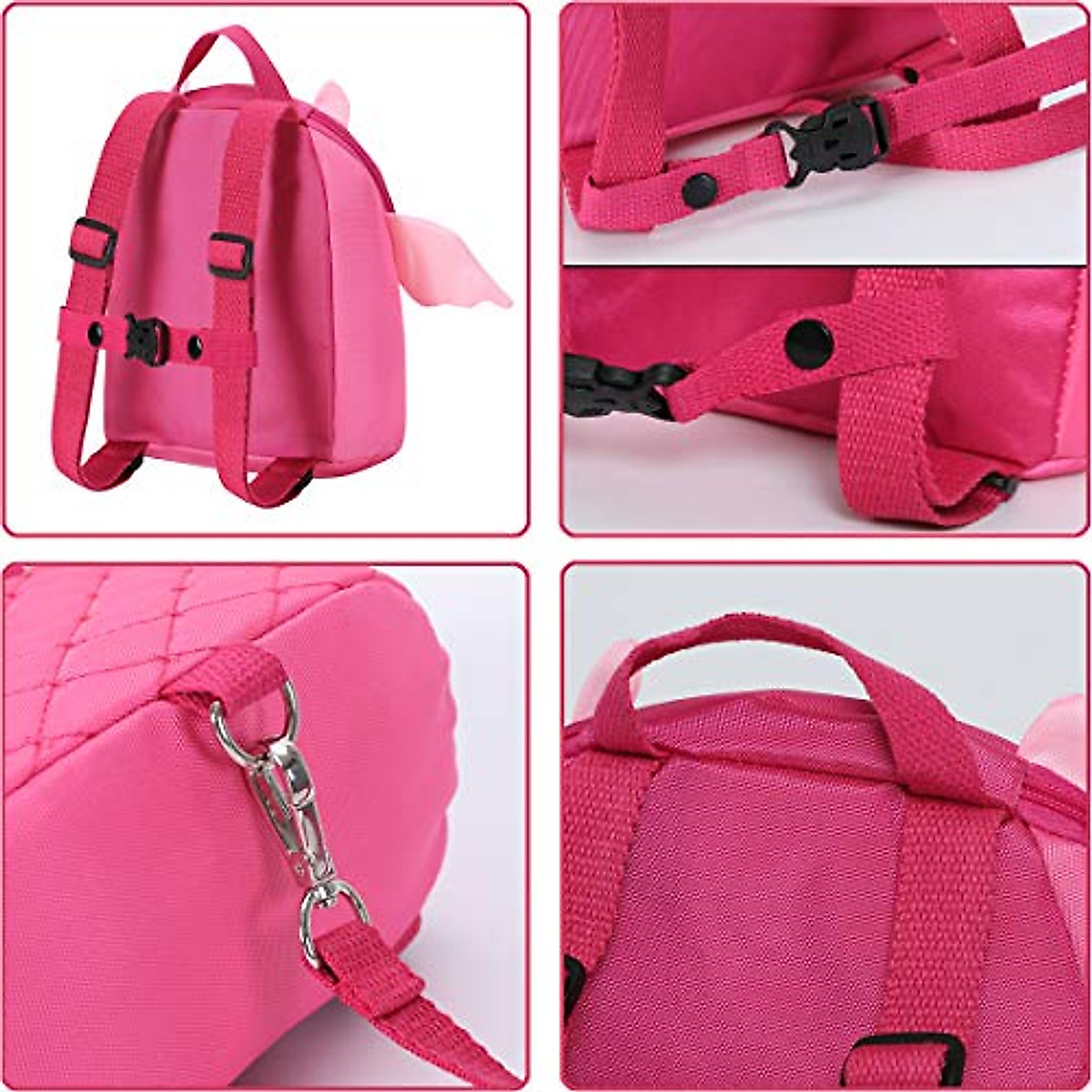 JIANBAO Owl Toddler Backpacks with Leashes Anti Lost Wrist Link for 1.5 to 3 Years Kids Girls Boys Safety (Owl, Pink)