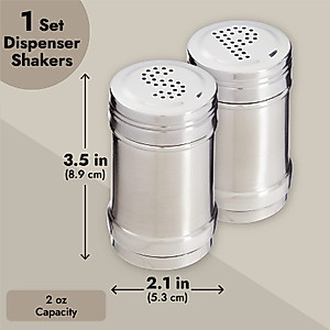 Juvale 2 Ounce Stainless Steel Metal Salt and Pepper Shakers for Kitchen Counter, Dinner Table, Condiments, and Cooking, Refillable, Perforated "S" and "P" Caps (3.5 in)
