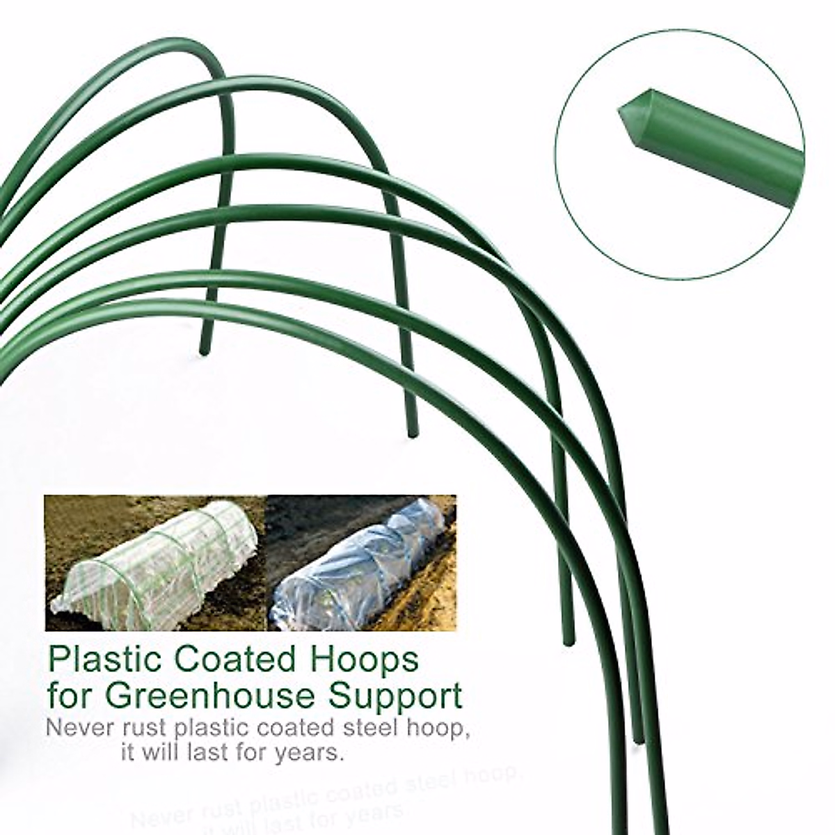 Takefuns 6Pack Plant Cover Support,Tall Garden Fabric Support Frame,Greenhouse Hoops,Plant Grow Tunnel,Garden Hoop for Garden Stakes -4ft Long Steel