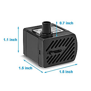 DaToo 50GPH 3W Small Submersible Water Pump Mini Fountain Pump Ultra Quiet For Aquarium Fish Tank Pond Statuary Hydroponics