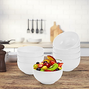 ZENFUN 8 Pack 25 Oz Melamine Bowls Set, White Soup Bowls Melamine Salad Bowls, Unbreakable Bowls for Pasta, Cereal, Soup, BPA Free, Dishwasher Safe, 6 Inch