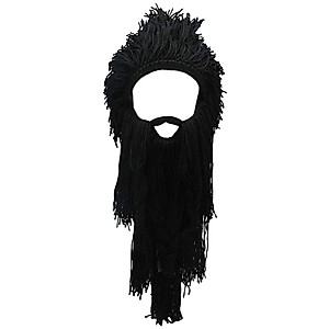 Creative Barbarian Knit Beard Hat Funny Knit Hat Wig Beanie Hat Beard Facemask