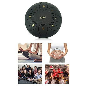 6 inches C Major Steel Tongue Drum Black 8 Notes Tank Drum with Couple of Mallets, Beautifully Finished and Peaceful Sound, Ideal for Meditation and Healing, Easy to Learn and Play,Christmas Gift Idea
