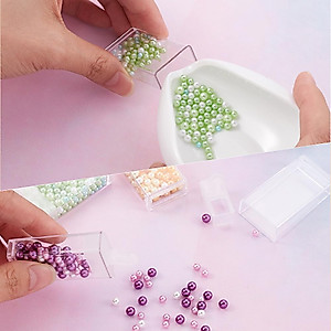 Fashewelry 100Pcs Plastic Flip Top Seed Bead Small Storage Containers 2x1" Rectangle Transparent Clear Box Package Candy Favor Empty Box Organizers