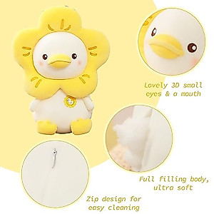 Seyomi Plush Duck Stuffed Animals Soft Cute Plushies Duck Plush Toy for Kids Flower Stuff Duck, Pink, 9.8 Inches