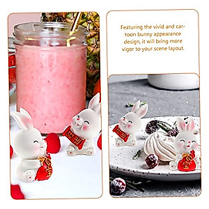 Kisangel 24 pcs lucky rabbit 2023 chinese new year rabbit easter bunny rabbit zodiac rabbit figurine miniature rabbit figurine decoraciones para salas de casa resin Cartoon statuette