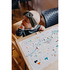 Disposable Placemats for Baby Toddlers Kids, Table Topper Disposable Placemats - Biodegradable BPA-Free Premium Super Sticky Stick-on Place Mats - Roadmap by Mini Explorers (60 Count)