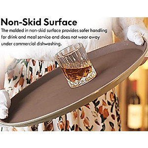 CURTA 2-Pack Restaurant Grade Non-Slip Tray, NSF, 16 Inch, Plastic Rubber Lined Anti-Skid Round Serving Tray, Brown