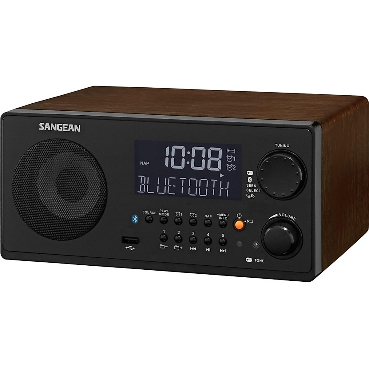 Sangean WR22BK FM-RBDS/AM/USB Bluetooth Digital Tabletop Radio with Remote