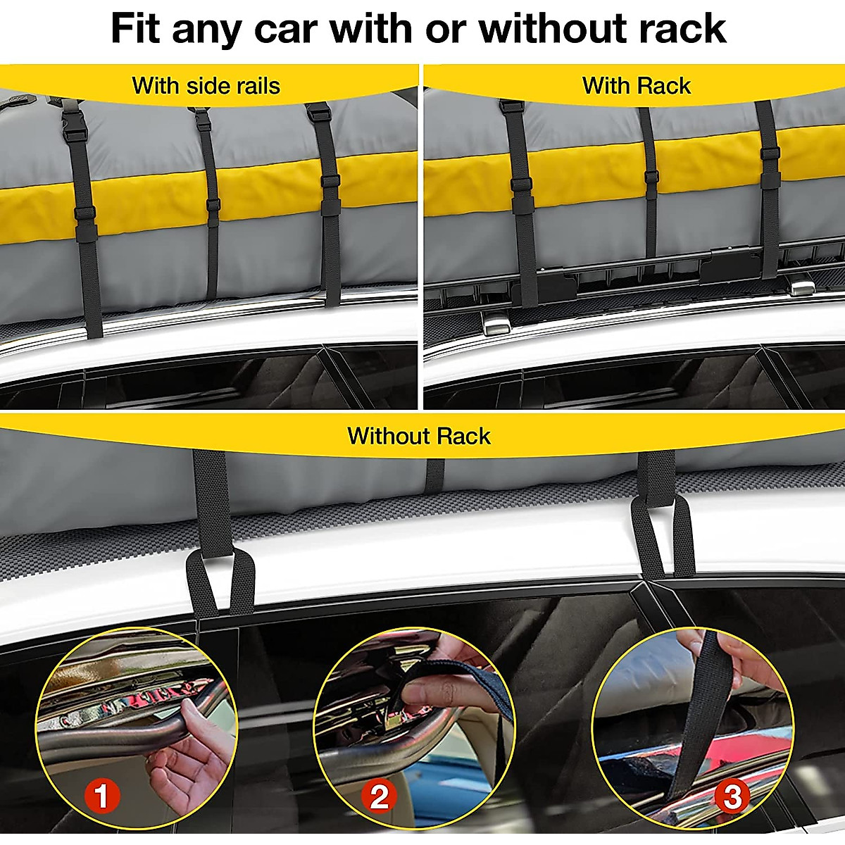 WILDROAD Car Roof Bag Rooftop Cargo Carrier, 21 Cubic Feet Waterproof Roof Luggage Cargo Carrier Bag with Anti-Slip Mat for All Cars Vehicles SUV with/without Rack (21 Cubic Feet)