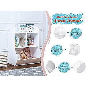 UTEX Toy Storage Organizer, 40" Kids Toy Storage Cubby with Bins,Toy Boxes and Storage for Playroom,Bedroom,Nursery School,White